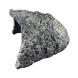 Gray Reptile Rock Cave Habitat Hide – Premium Non-Toxic Resin for Aquariums & Terrariums – Large Size