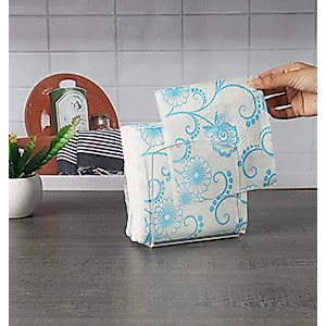 Dino74 Modern Clear Acrylic Napkin Holder Pack of 2-5x5x0.2Inch Crystal Freestanding Tissue Towel Dispenser Organizer for Kitchen Countertop, Bathroom Decor, Dining Table or Restaurant