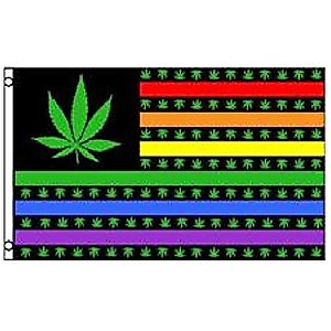 Rainbow Marijuana Pot Leaf USA Polyester 3x5 Foot Flag Weed Banner Hippie New