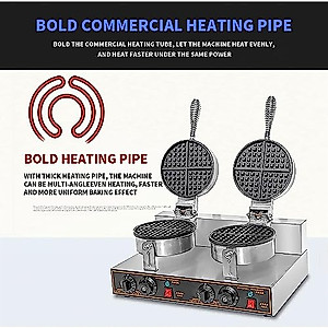 Nonstick Electric Waffle Machine 1400W Commercial Waffle Maker with Temperature and Time Control Stainless Steel Waffle Bake Machine for Bakery Home and Kitchen Restaurant Leisure Snack Bar