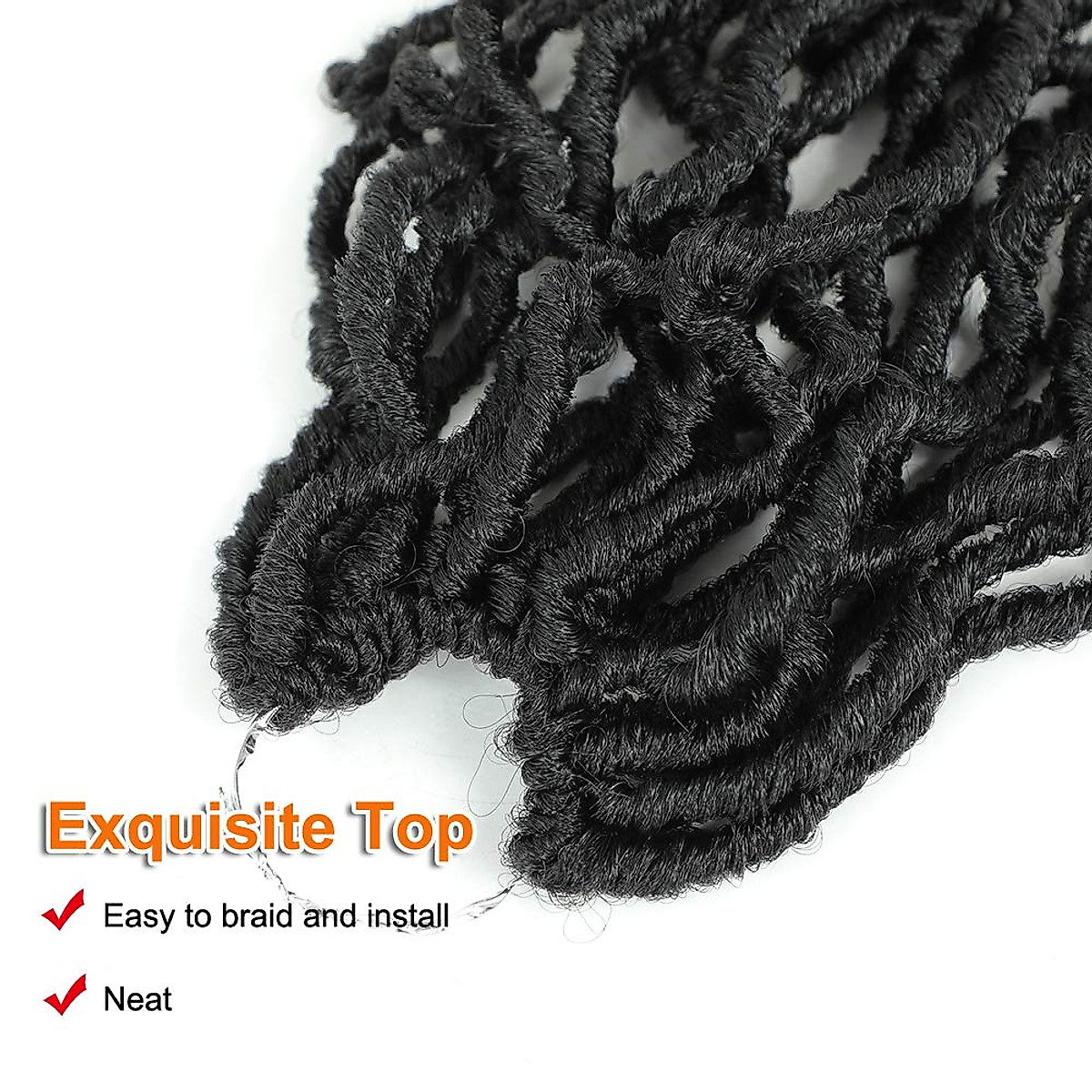 Yorda Soft Locs Crochet Hair for Black Women, Natural Faux Locs Crochet Braids, Pre Looped Synthetic Distressed Locs Braiding Hair (18Inch, 16Strands/Pack, #1B)