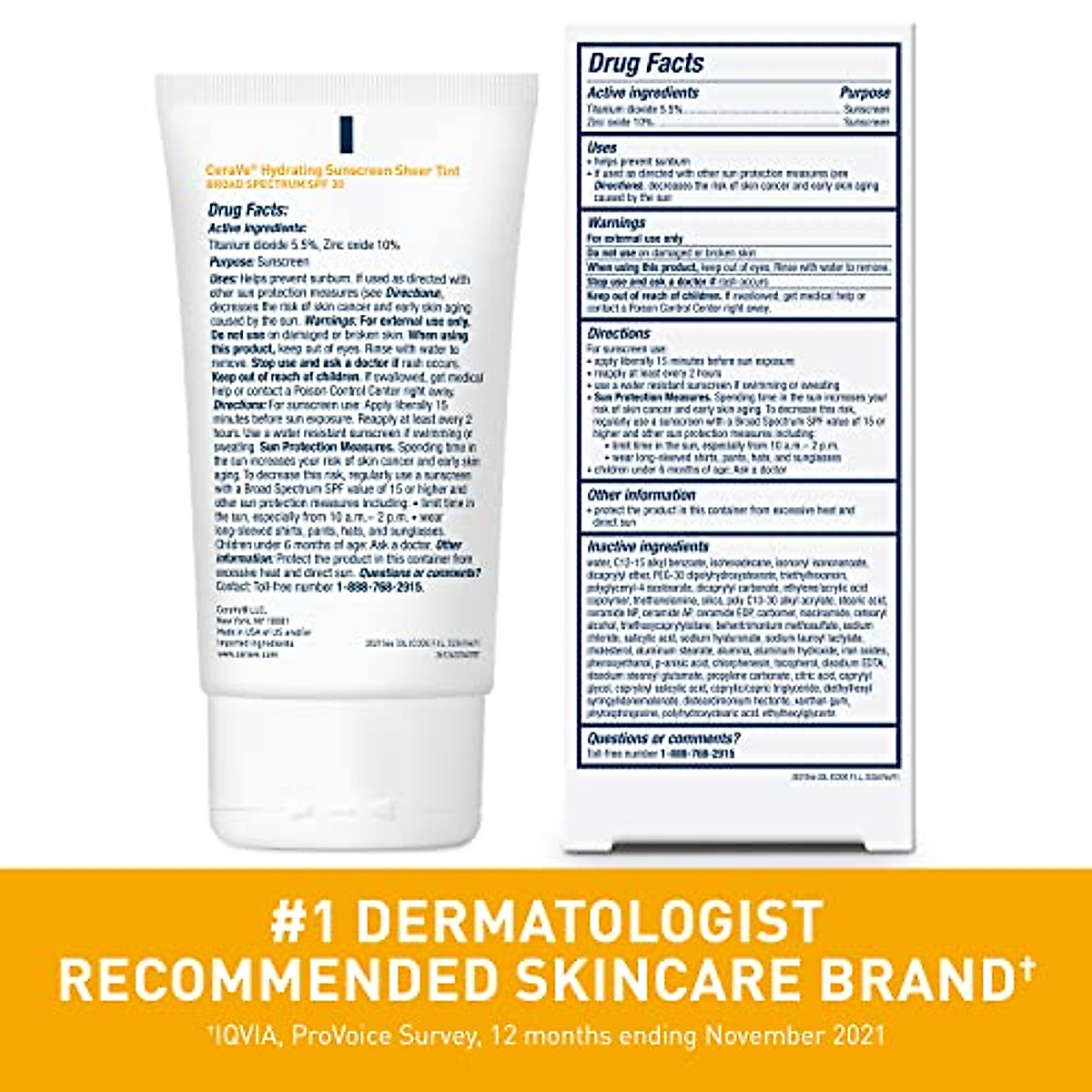 CeraVe Tinted Sunscreen with SPF 30 | Hydrating Mineral Sunscreen With Zinc Oxide & Titanium Dioxide | Sheer Tint for Healthy Glow | 1.7 Fluid Ounce