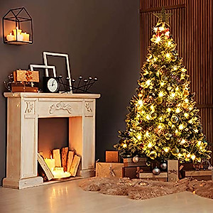 Artificial Christmas Tree Xmas Pine Tree, Automatic Open, Hinged Flocked with Metal Stand for Holiday Home Party Decoration(7.5FT, AUTO-Green)