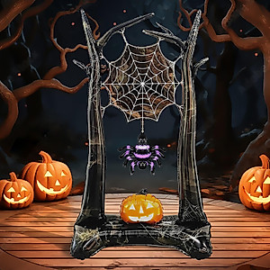 2Pcs Halloween Decorations 55'' Large Standable Balloons, Halloween Tree Scary Skeleton Foil Balloon, Spider Web Pumpkin Foil Balloon, Halloween Decor Mylar Balloons