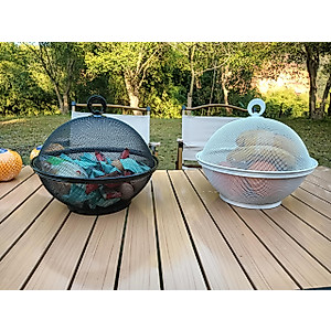 Mesh Wire Fruit Basket with Lid for Vegetables, Restaurant Kitchen Produce Containers Φ10.7" 2 Colors (White + Black) Total 2 Pack
