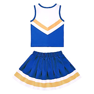 Gigoitly Cheerleader Costume for Girls Blue Cheerleading Outfit for Kids Cheer Up Party Halloween Cosplay Birthday Gifts