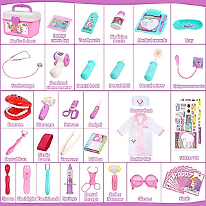 Gifts2U Doctor Kit for Toddlers 3-5, Medical Pretend Play Toys with Gift Case, 42 Piece Dentist Playset Kit for Kids,for Christmas Birthday Gift(Pink)