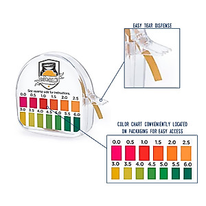 Kombucha Instant Read pH Strips Dispenser - pH Range 0-6 - 15 ft Roll | 180 1" Inch Strips | Single Roll | Food Service, Brewing and Fermentation Test Strips