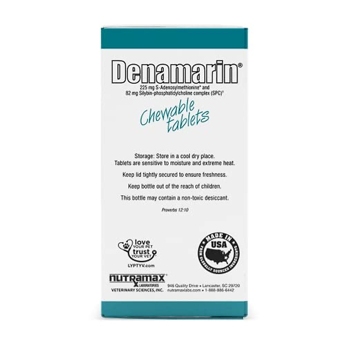 Nutramax Denamarin Liver Health Supplement for Dogs, With S-Adenosylmethionine (SAMe) and Silybin, 75 Chewable Tablets