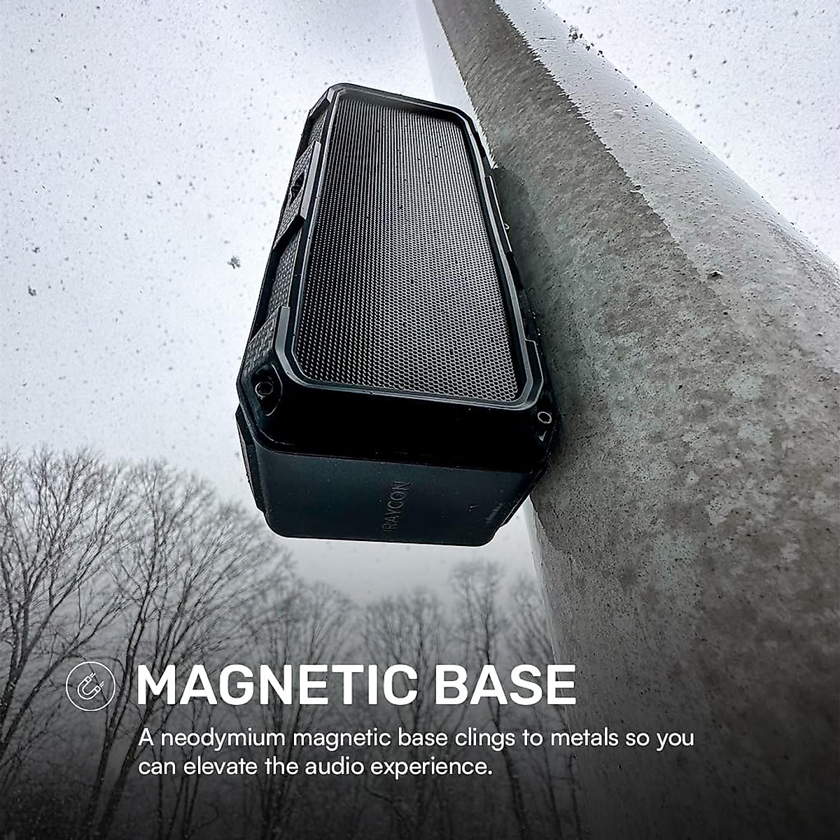 Raycon Impact Speaker - Wireless, Waterproof, Shockproof, Military Grade Impact Resistant, IP67 Rugged Bluetooth Speaker with Stereo Sound and Magnetic Base