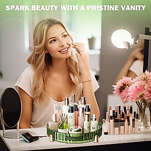 Vnmlopi Rotating Makeup Organizer for Vanity, Bathroom Organizer Countertop Spinning Holder – Large Capacity Perfume Organizer Tray, Skincare Organizers Cosmetics Storage Rack