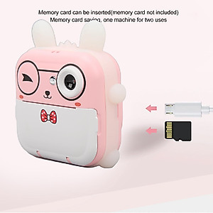 Kids Camera, Cartoon Smart KidsCamera, Portable Cute Print Kids Digital Selfie Camera Toys, Thermal Print Digital Mini Camera for 3 4 5 6 7 8 9 Year Old Girls and (Pink