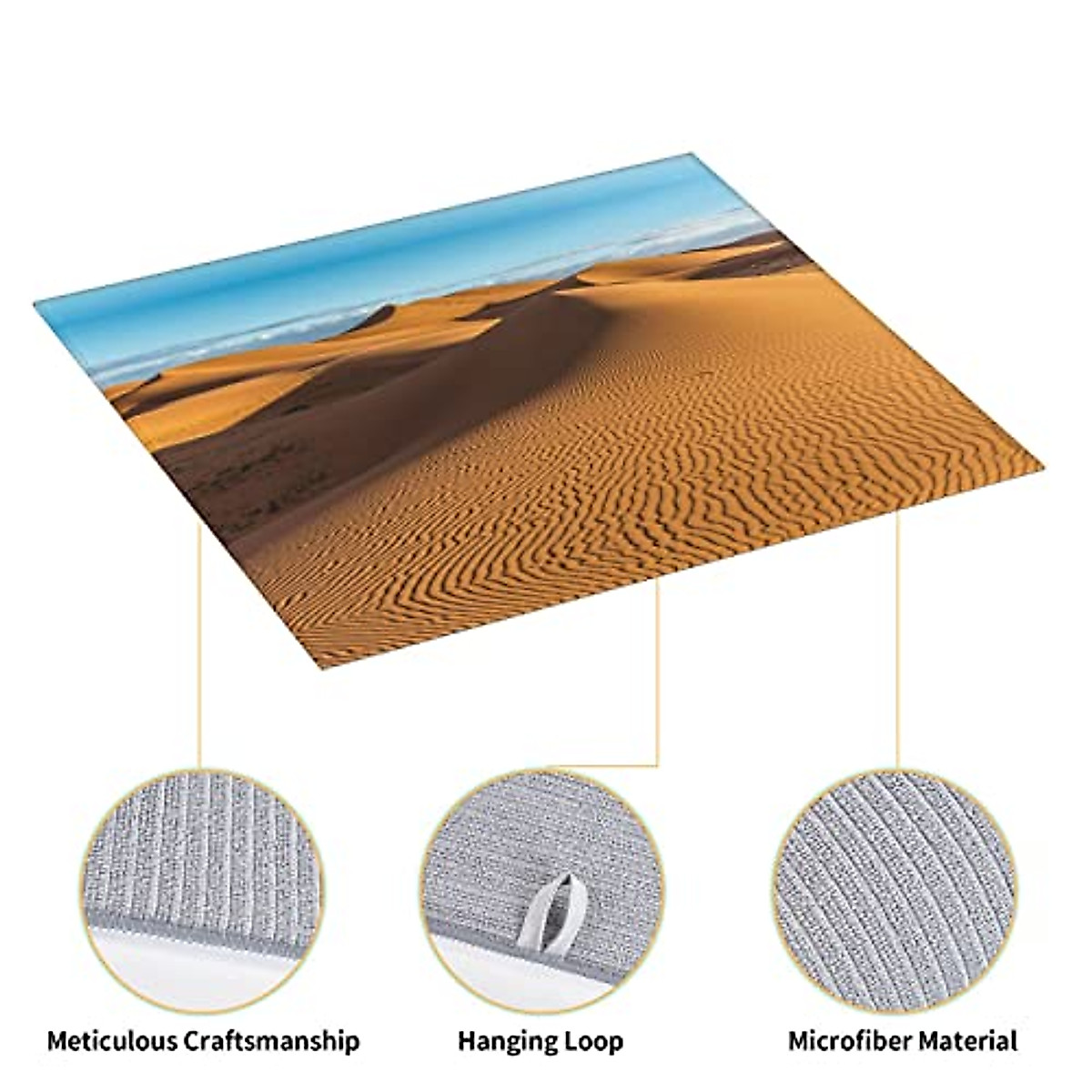 Sand Dunes in The Sahara Desert Printed Drying Mat For Kitchen Ultra Absorbent Microfiber Dishes Drainer Mats Non-Slip Silicone Quick Dry Pad - 18 X 16inch
