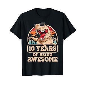 10 Years Of Being Awesome T Rex Dinosaur 10th Birthday Dino T-Shirt