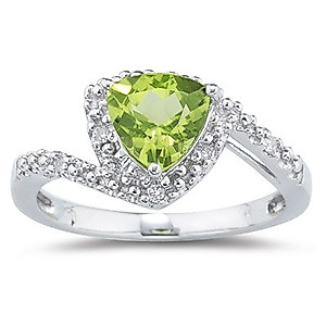 Studs Galore 0.06 Cts Diamond & 2.60 Cts Peridot Ring in 14 K White Gold-7.0