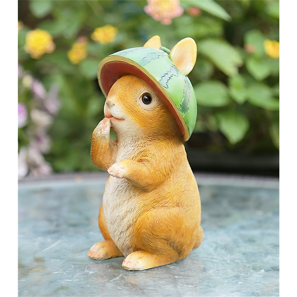 Yuemengxuan Fairy Garden Bunny Decorations Easter Rabbit Statue Resin Ornaments Easter Bunny Décor Figurines Tabletop Ornament for Lawn Potted Plants (6.7 * 4 inch, Style-B)