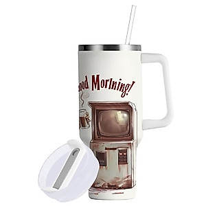 ODAWA Cartoon Rooster Travel Tumbler with Straw and Lid Water Bottle 30 Oz Stainless Steel Cups