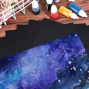 50 Sheets Alcohol Ink Paper 9 x 12 Inch Black Watercolor Paper Synthetic Water Color Painting Paper Black Art Paper for Kid Adult Students Acrylic Painting Drawing, 250 GSM Cardstock