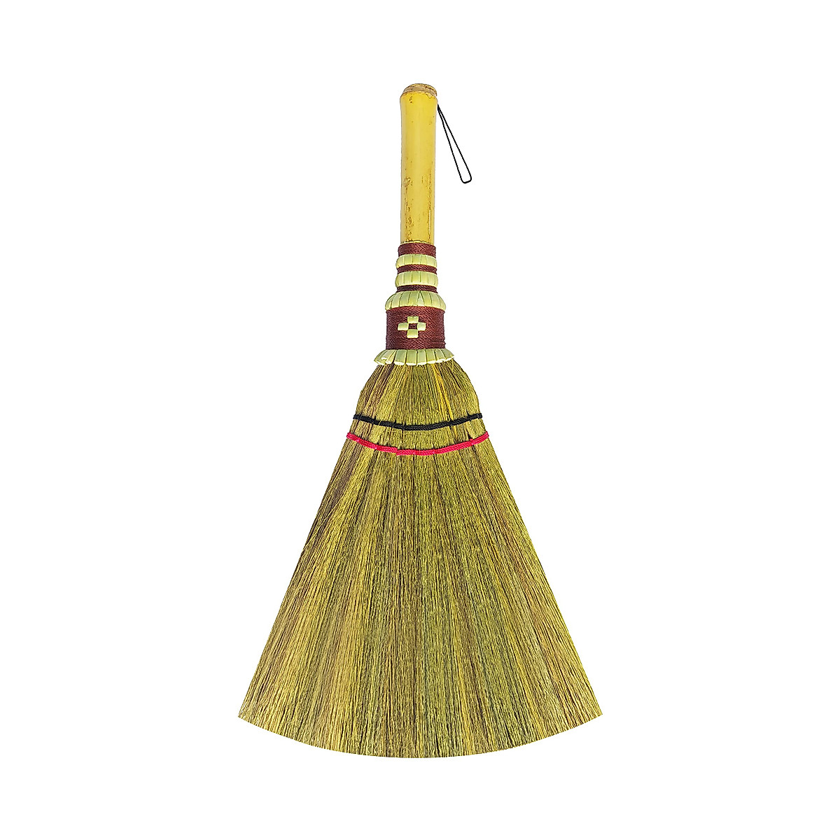 Handmade,Natural Grass Asian, Whisk Broom Thai, Handle Bamboo, Soft Brush Mini with Solid Wood Handle Retro Nature No Static Electricity Sweeping 13in