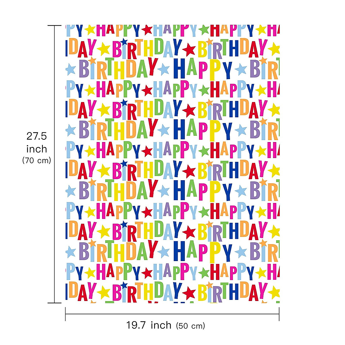 WRAPAHOLIC Birthday Wrapping Paper Sheet - 6 Sheets Colorful Happy Birthday Design Folded Flat for Birthday, Baby Shower, Party, Holiday - 19.7 Inch X 27.5 Inch Per Sheet