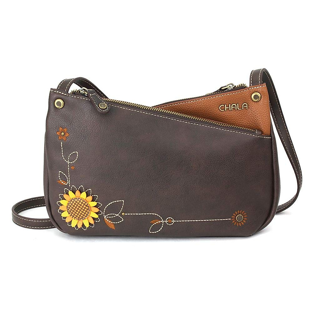 CHALA Sunflower Collection RFID Nylon Cross Body Bag (Navy 6.25 x 8)