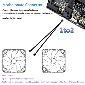3 Way 4 Pin PWM Fan Splitter,Adapter Cable Sleeved Braided Y Splitter PC 4 Pin Fan Extension Power Cable Fan Header Splitter，Converter for Computer ATX Case Cooling Fan Cable(1to2-3p)