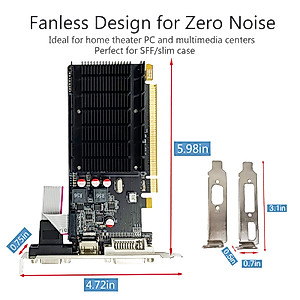 QTHREE Radeon HD 5450 Graphics Card,2GB,GDDR3,64 Bit,DVI,HDMI,VGA,Low Profile Video Card for PC,Computer GPU,PCI Express x16,DirectX 11,2 Monitors Support