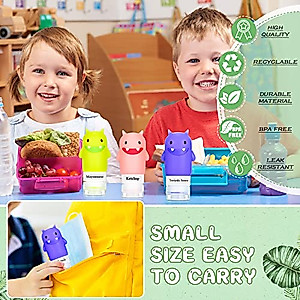 Meanplan 9 Pcs 6 Silicone Condiment Squeeze Bottles Squeeze Salad Dressing Bottles Portable Sauce Bottle Leak Proof Food Storage Bottles with Cleaning Brush Label Sticker Funnels for Lunch (Devil)