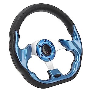 Steering Wheel Kit, PU Leather Surface Strong Grip Wear Resistant Cart Steering Wheel 12.5 Inch Universal Beautiful for DS Precedent Onward Tempo (Blue)