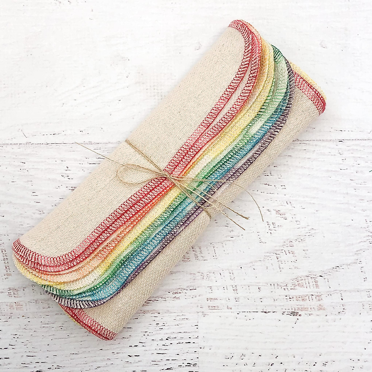 Kitchen Collection Reusable Paperless Towels - One Dozen washable reusable paper towels for kitchen (Sorbet Natural)