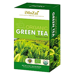 Imozai Organic Green Tea Bags 100 Count Individually Wrapped
