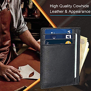 Aucuu Minimalist Wallet, RFID Blocking Anti Theft Leather Credit Card Pocket Purse with Card Slots, Gift for Men & Women - Black, L2us-2125021, #2 Black, 11.2 x 8.3 x 1 cm