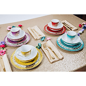 Disney Villains 16-Piece Ceramic Dinnerware Set, Maleficent, Evil Queen, Jafar, Ursula, Multicolor