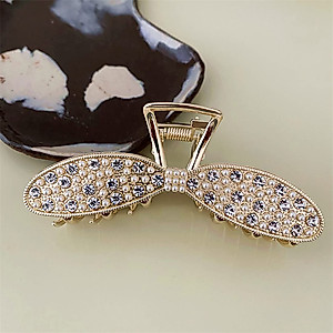 Pearl Rhinestone Hair Clips, Sinide 3 Pack Large Crystal Gold Metal Hair Catch Barrette Jaw Clamp Non-Slip French Hair Claws Strong Hold Hair Accessories for Women, Lady, Girls