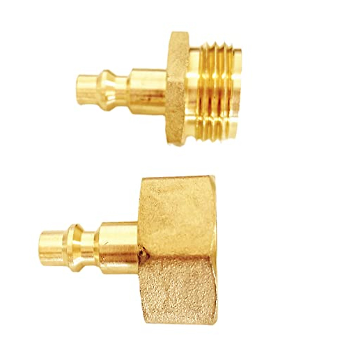 Lead-Free Brass Winterize Blow Out Adapter for Sprinkler Systems Air Compressor Quick Connect 1/4" Quick Connect Plug to GHT 3/4" Garden Hose Fitting for RV, Travel Trailer, Boat & Camper