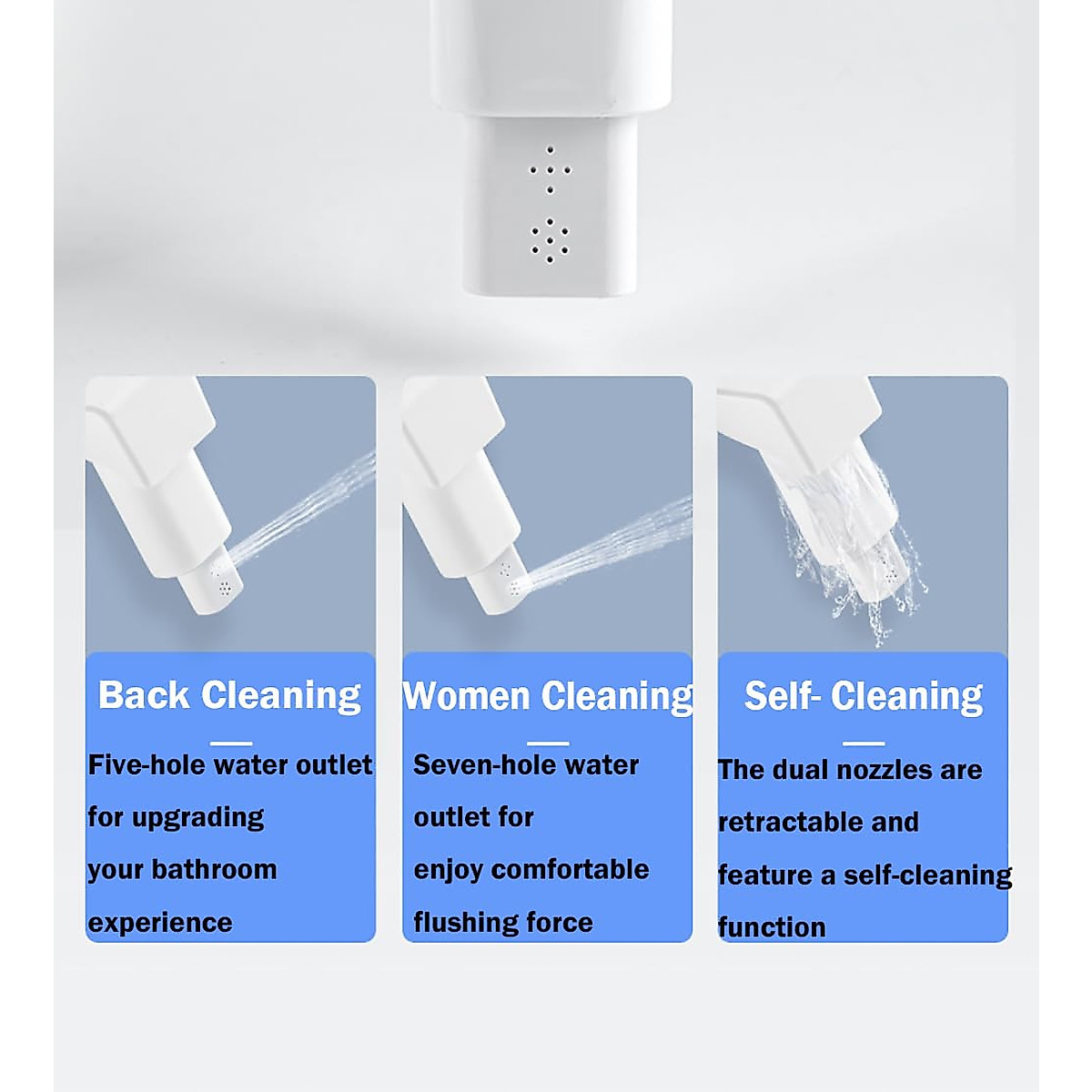 Bidet Attachment for Toilet with Pressure Controls Retractable Self Cleaning Cold Water Bidets Sprayer for Existing Toilets Non-Electric Bidet Seat Kit with Dual Spray Nozzles for Most Toilets Women