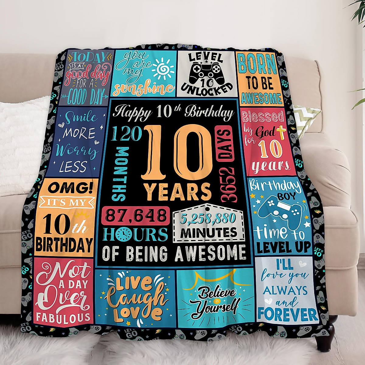 10 Year Old Boy Gift, Best Birthday Gifts for 10 Year Old Boy, 10 Year Old Boy Birthday Gifts, Boys Age 10 Gifts Ideas, 10 Yr Old Gifts for Boys, 10th Birthday Decorations for Boys Blanket 60"X 50"