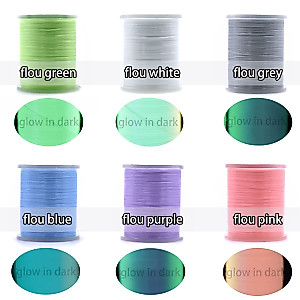PHECDA PROFLY 6 Colors Night Luminous Fly Tying Thread High Strength Fly Tying Materials (6 Colors Set-250D)