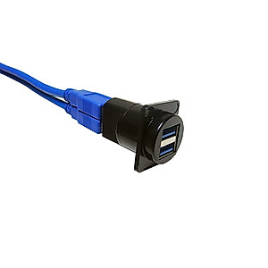 ANMBEST Dual USB3.0 IP67 Waterproof Connector, 2 Ports Panel Mount Female to Female USB Bulkhead Coupler Adapter with Weatherproof Dust Cap