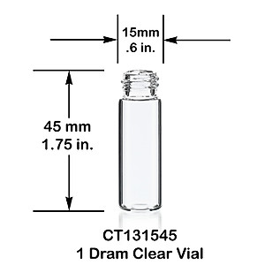 Ananda Corporation 144 PCS, 15mm X 45mm [1 Dram, 4ml] Clear Glass Vials with Plastic Cone Liner Cap