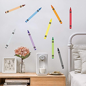 CozyDecor Crayon Decorations Wall Decals DIY Stickers for Kids Preschool Classroom Playroom 12 inch Long