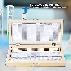 Biology Glass Prepared Microscope Slides Specimens Wooden Slide Storage Box Case