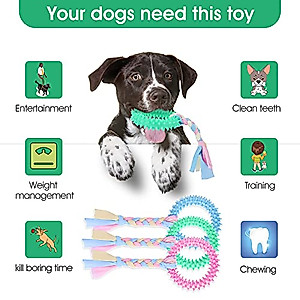 cobee Puppy Teething Chew Toys with Cotton Ropes, 3 Packs 360° Deep Clean Small Dog Chew Toy Rings Interactive Dog Toys for Small Medium Dogs, Oral Teeth Soothe Itching for Dog Teeth Health