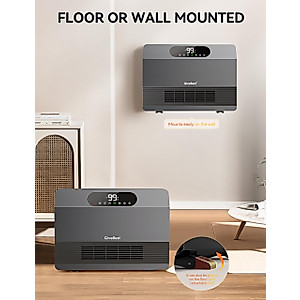 GiveBest Portable Ceramic Space Heater, 2 in 1 Oscillating 1500W/750W Electric Room Heater with Tip Over and Overheat Protection, 200 Square Feet Fast Heating for Indoor Bedroom Office Desk Home