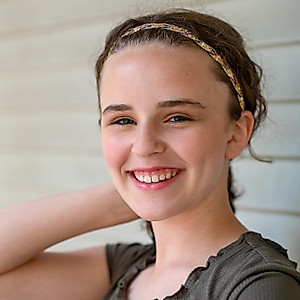 FROG SAC 3 Glitter Headbands for Girls, Adjustable No Slip Headband for Kids, Sparkly Stretch Hair Bands for Tweens, Bling Elastic Nonslip Teen Girl Hair Accessories