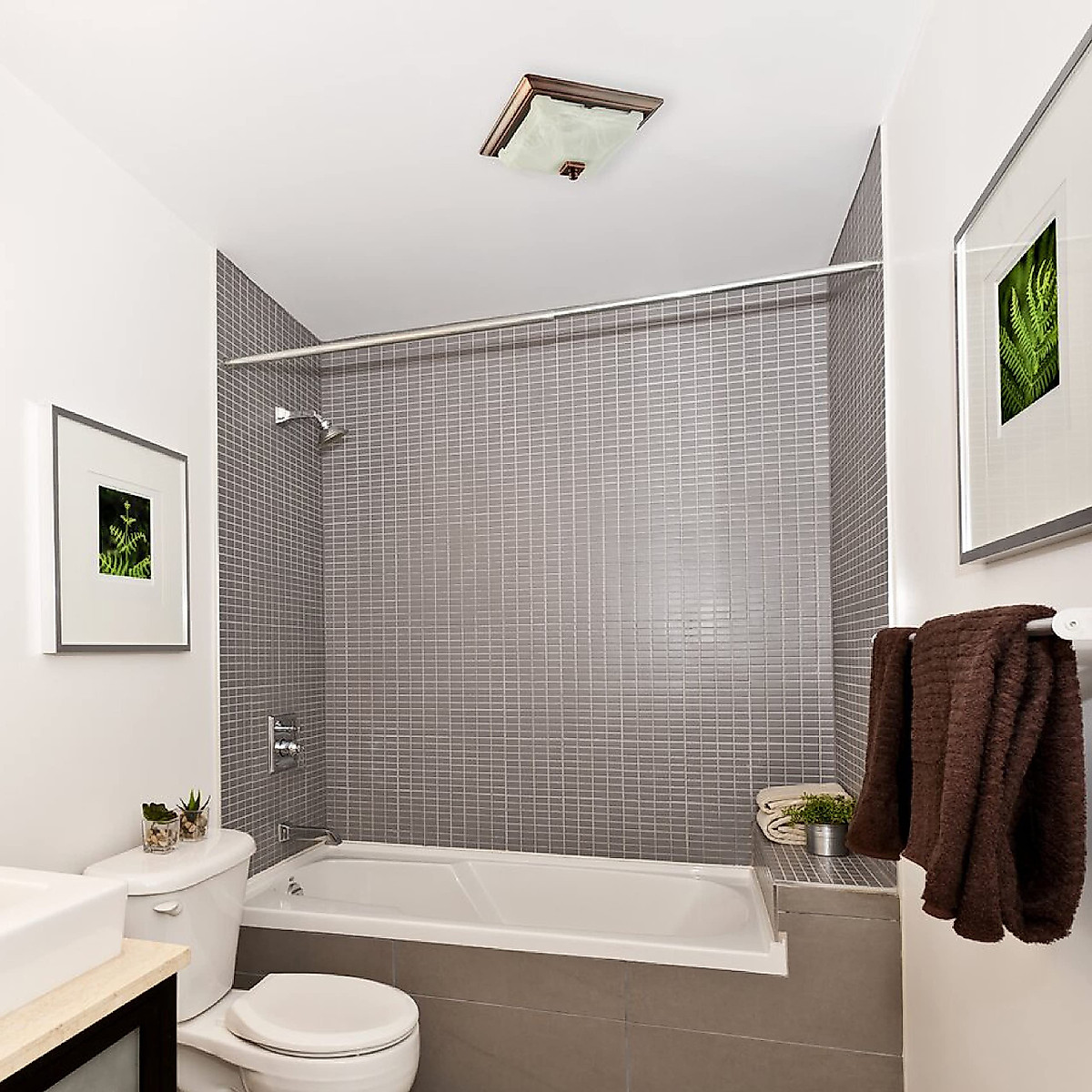 Lift Bridge Kitchen & Bath Decorative Square 110 CFM Oil Rubbed Bronze Bathroom Ceiling Ventilation & Exhaust Fan with Light and Glass Globe, Quiet 1.5 Sones Bath Fan