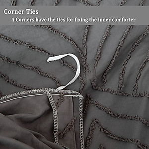 Warmarky Gray Leaf Shape Tufted Duvet Cover King(91''x 102'') Size Light-Weight, Textured Bedding Comforter Cover Set, 1pcs Duvet Cover & 2pcs Envelop Pillowcase(NO Comforter)