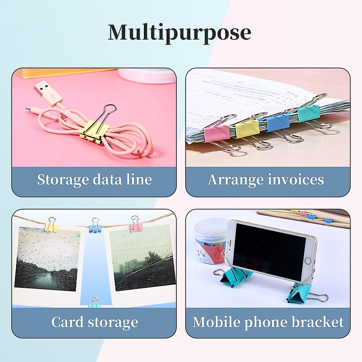 Medium Binder Clips 1.25 Inch Black 36 PCS, Binder Clips 32mm for Teacher School Office and Business