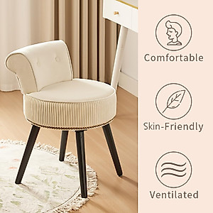 YYW HOME Vanity Stool with Back - Vanity Chair with Back Small Chair for Vanity Makeup Vanity Chair Velvet Vanity Stool Chair Tufted Accent Chairs Makeup Chair for Vanity for Women Girls and Kids