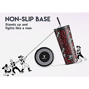 Meoky 40 oz Tumbler with Handle and Straw, 24 oz Insulated Tumbler with Lid and Straw, Stainless Steel Vacuum Insulated Tumbler, Keeps Cold, 100% Leak Proof, Fits in Car Cup Holder (Romance)